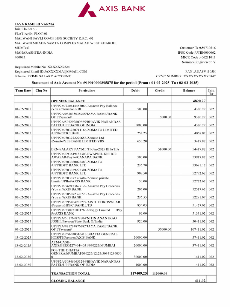 Account - STMT - XX5875 - 13022025 (1) - 1 | PDF