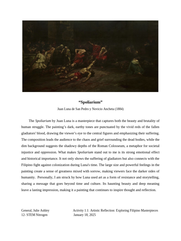 Juan Luna's Spoliarium: A Masterpiece of Struggle | PDF