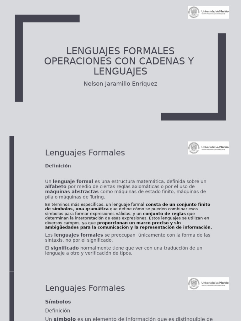 Introducción a Lenguajes Formales y Cadenas | PDF | Cadena (informática ...