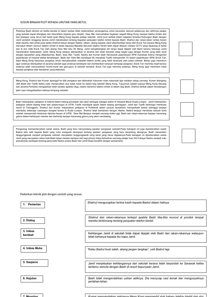 Susun Binaan Plot Kepada Urutan Yang Betul | PDF
