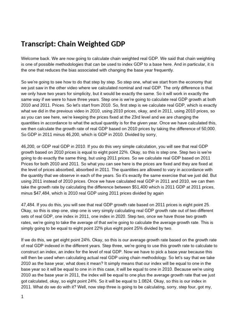 Chain Weighted GDP - Default - Otter - Ai | PDF | Gross Domestic ...