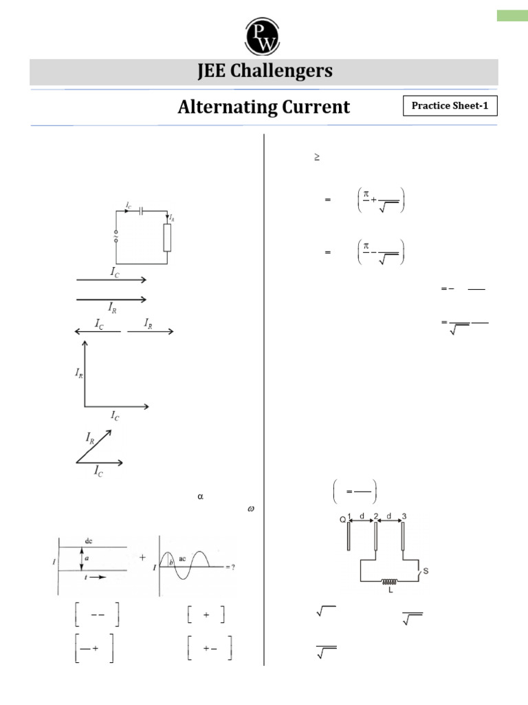 Alternating Current 01 _ Practice Sheet __ JEE Challengers 2023 | PDF ...