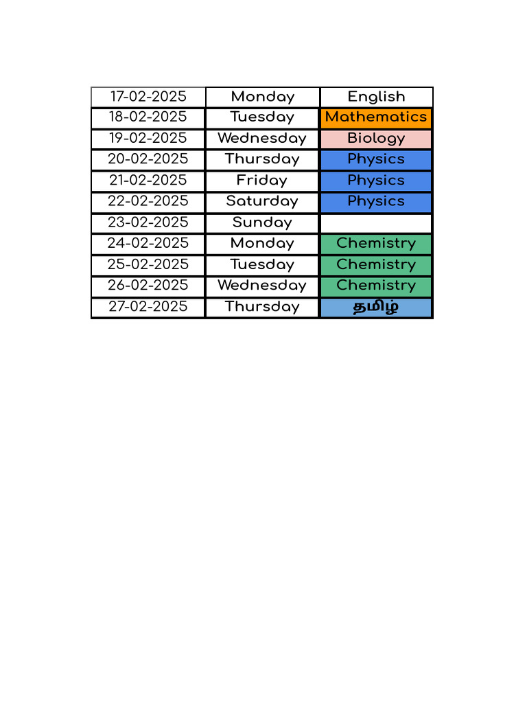 Revision Timetable | PDF