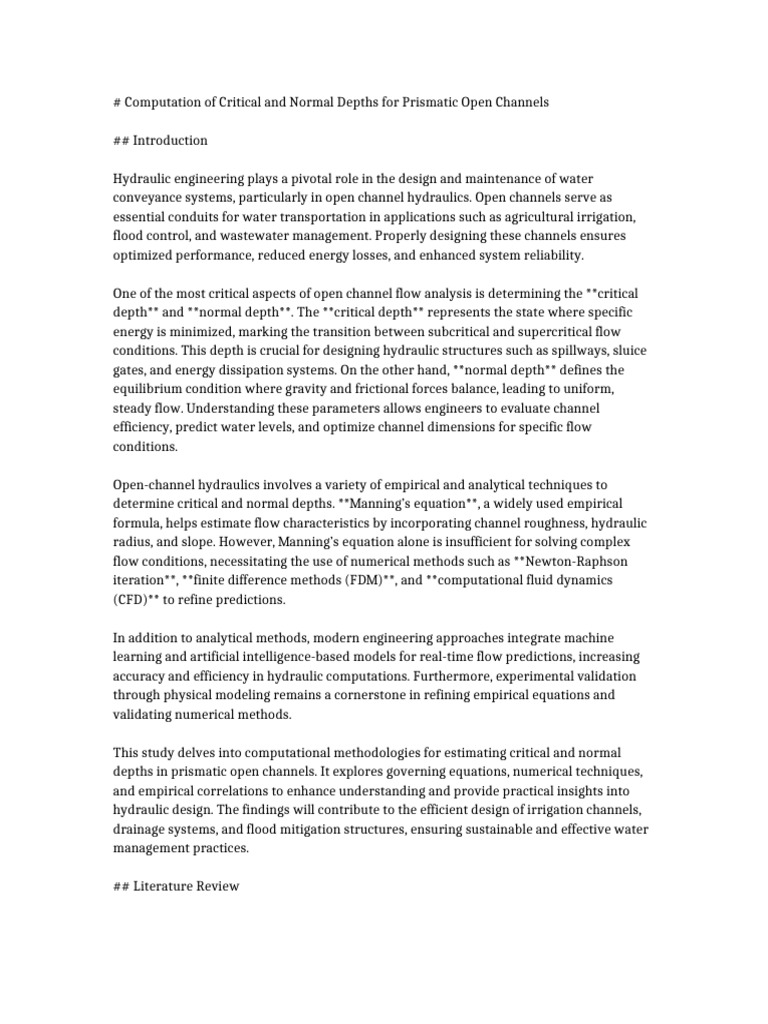 Computation of Critical and Normal Depths | PDF | Computational Fluid Dynamics | Equations