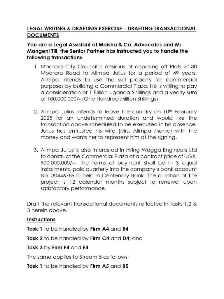 Drafting Transactional Documents- Assignment | PDF