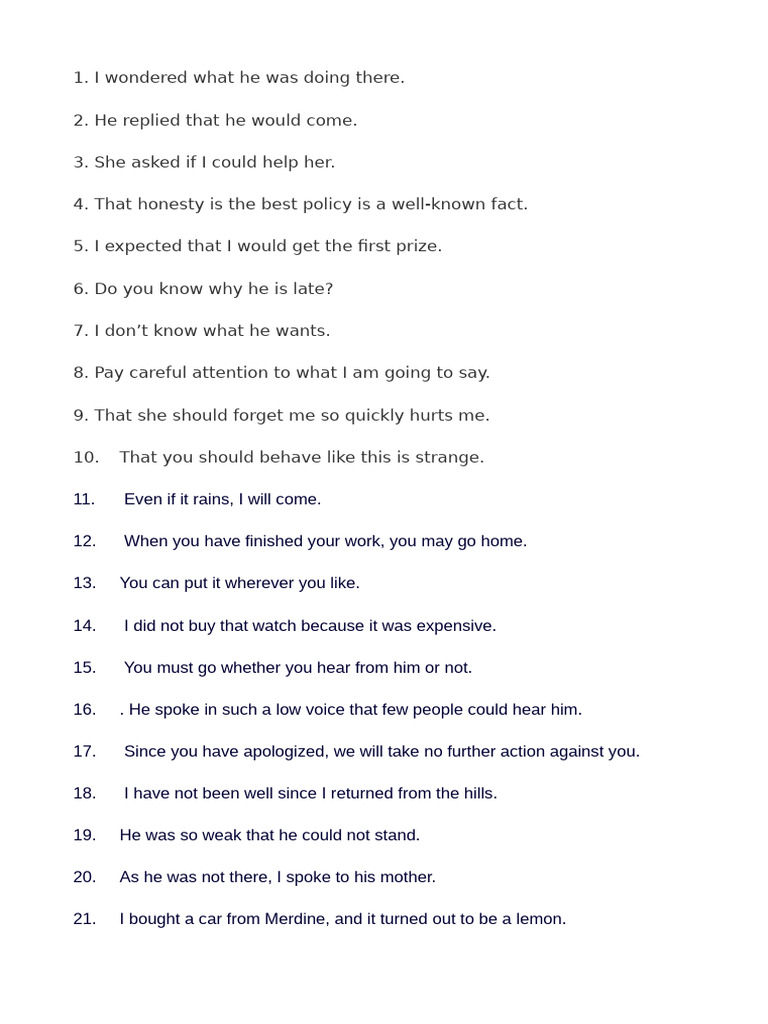 Common Sentence Structures Examples | PDF
