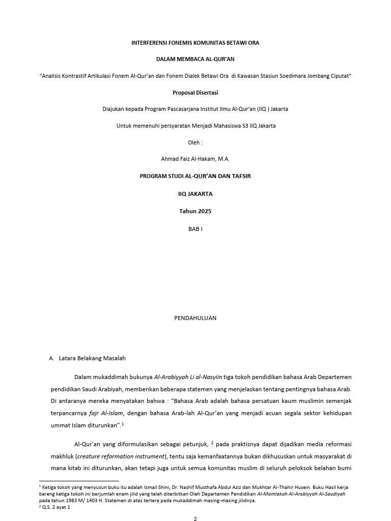 Proposal Disertasi Ahmad Faiz Al Hakam For Iiq | PDF