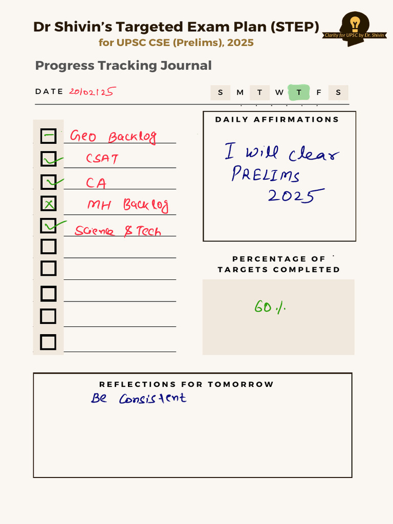 UPSC CSE Progress Tracking Journal | PDF