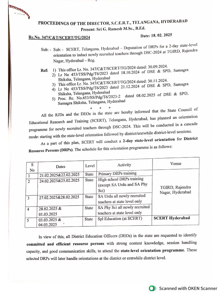 DSC-2024-SCERT TRG | PDF