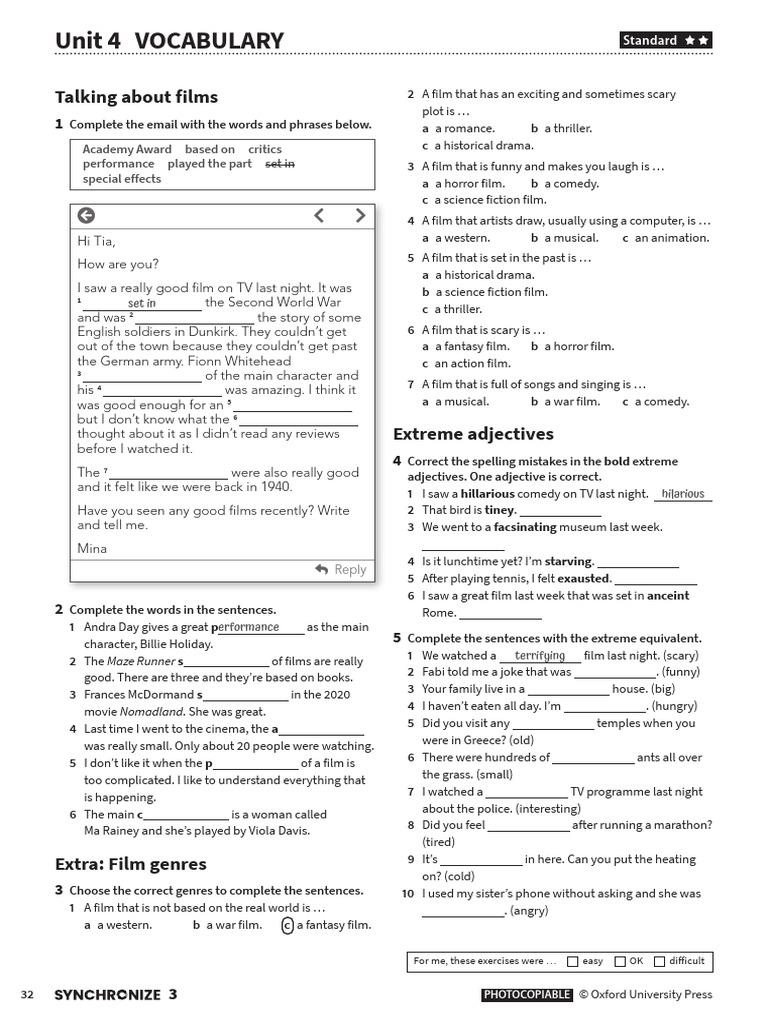 Film Genres and Vocabulary Exercises | PDF