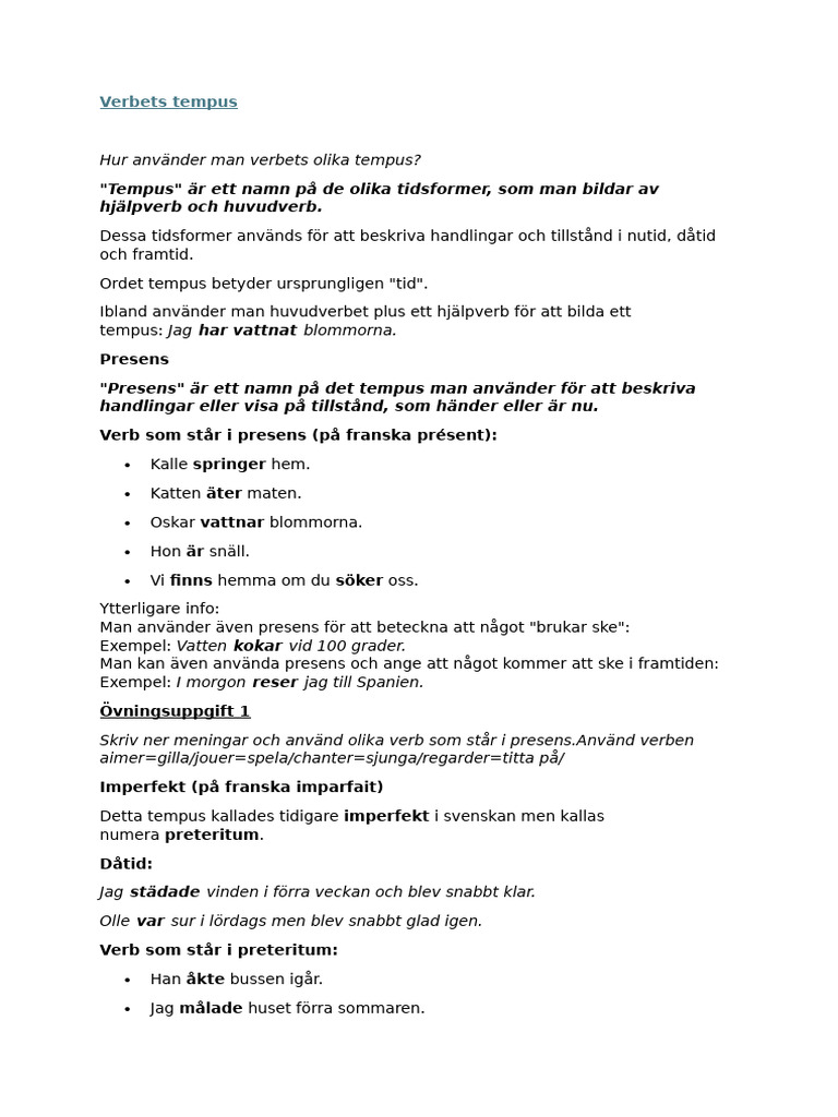 Verbets Tempus | PDF