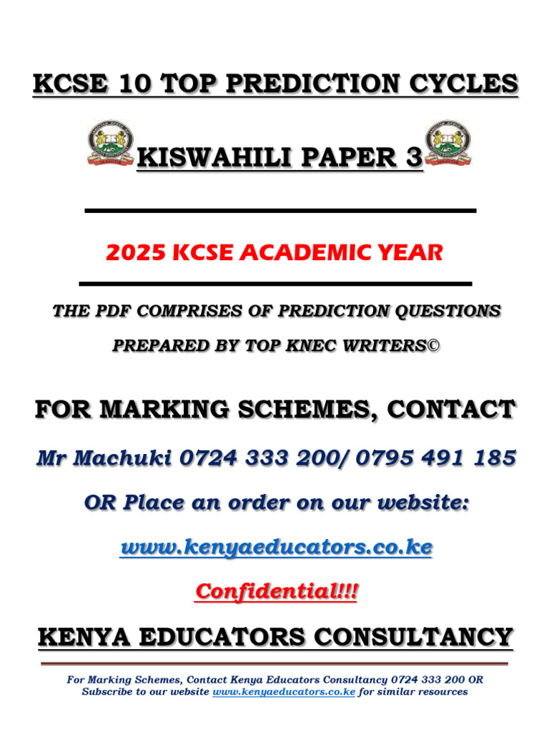 Kis Pp3 Kcse 2025 Top Prediction Cycles | PDF