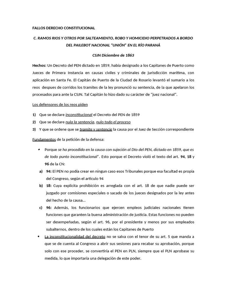 (Algunos) Fallos Derecho Constitucional | PDF | Dominio eminente | Jurisdicción