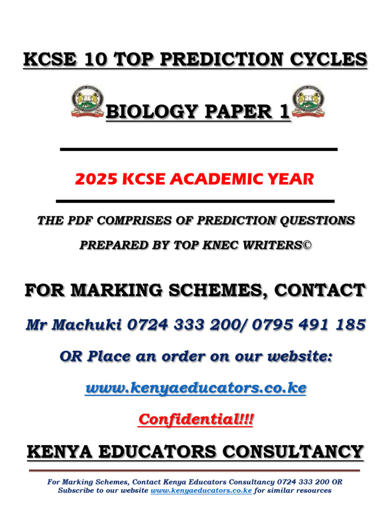 Bio Pp1 Kcse 2025 Top Prediction Cycles | PDF | Biology