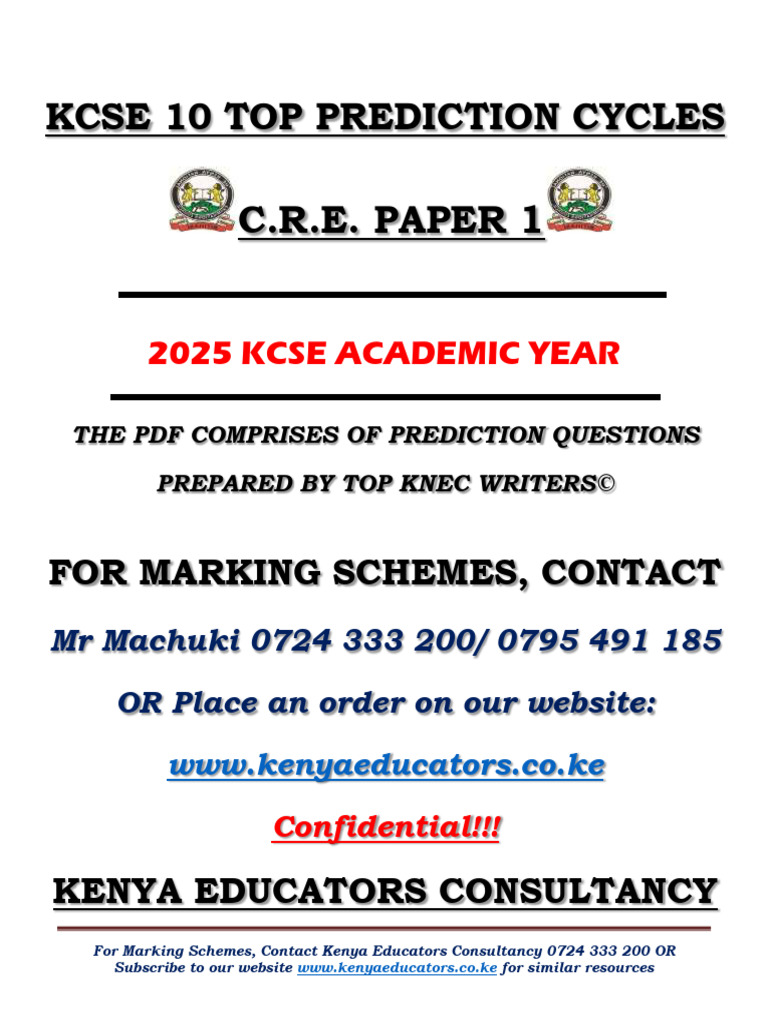 Cre Pp1 Kcse 2025 Top Prediction Cycles | PDF | Book Of Genesis | Bible