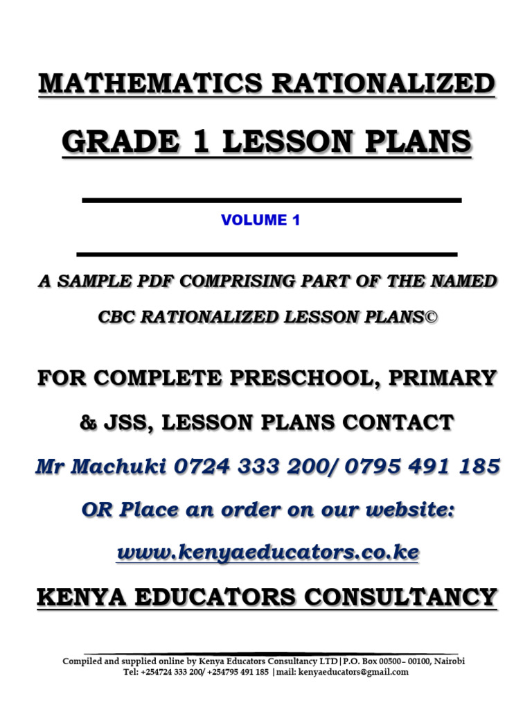 MAT GRADE 1 LESSON PLANS SAMPLE | PDF | Learning | Lesson Plan