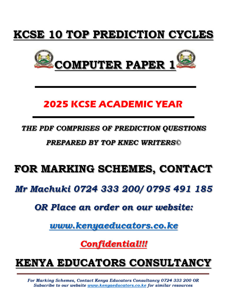 Comp Pp1 Kcse 2025 Top Prediction Cycles | PDF | Databases | Internet