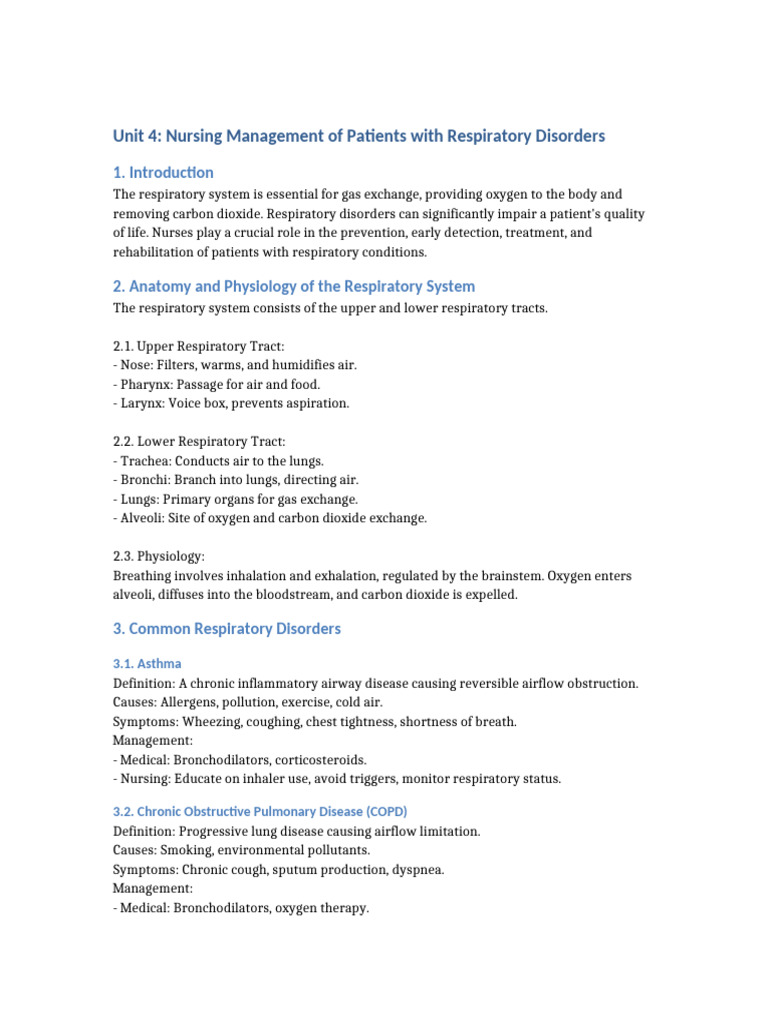 Nursing Care for Respiratory Disorders | PDF | Respiratory Tract ...