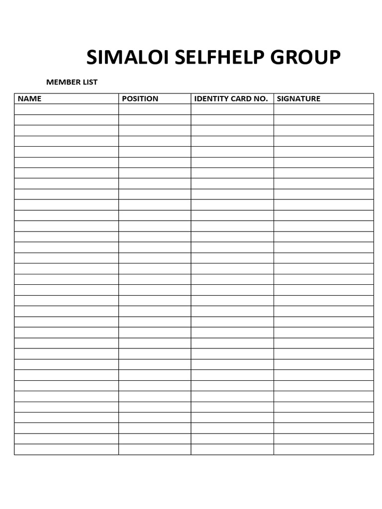 Simaloi Selfhelp Group Member List | PDF