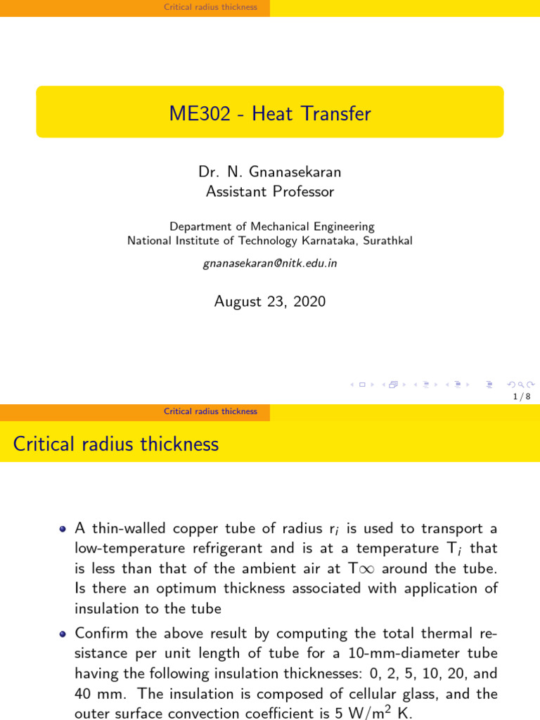 4.critical Radius Thickness | PDF | Thermal Insulation | Heat Transfer