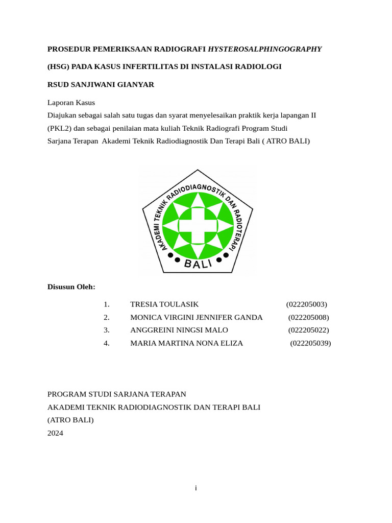Prosedur Pemeriksaan Radiografi Hysterosalphingography | PDF