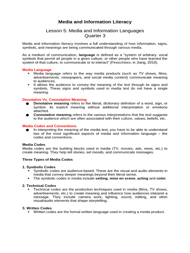 Media Language & Audience Analysis | PDF | Semantics | Information