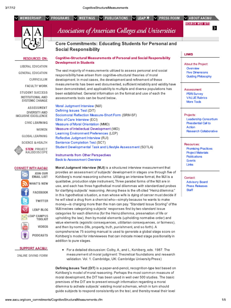 AACU - Cognitive Structural Measurements | PDF