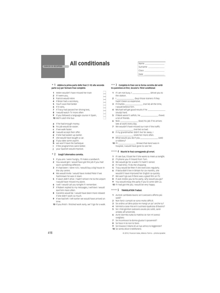 Exercises on All Conditionals | PDF
