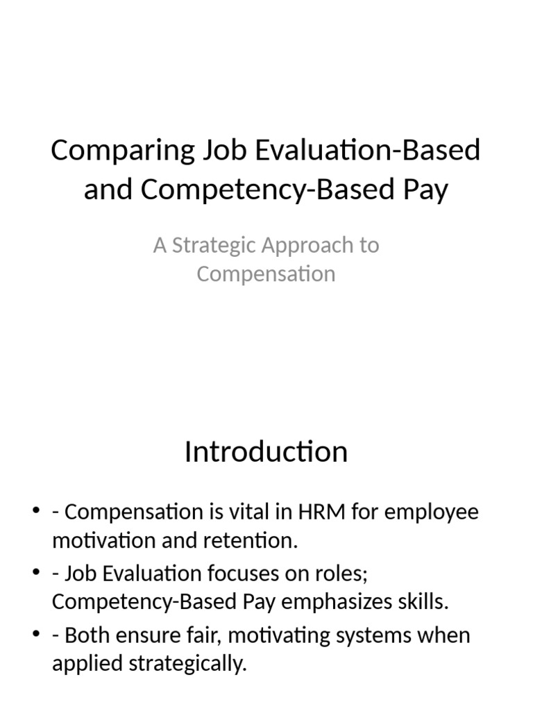 Job Evaluation vs Competency Based Pay | PDF