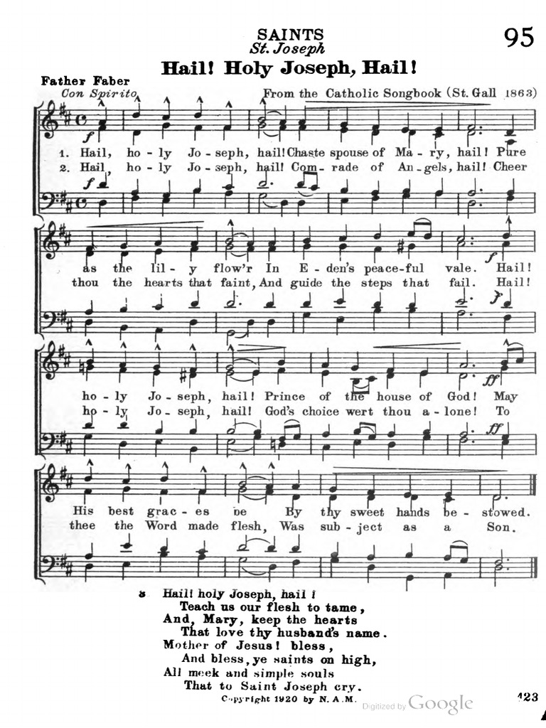 Hail Holy Joseph Hail Soprano and Alto 1 | PDF