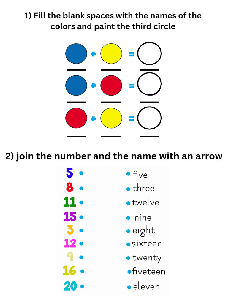 1) Fill The Blank Spaces With The Names of The Colors and Paint The ...