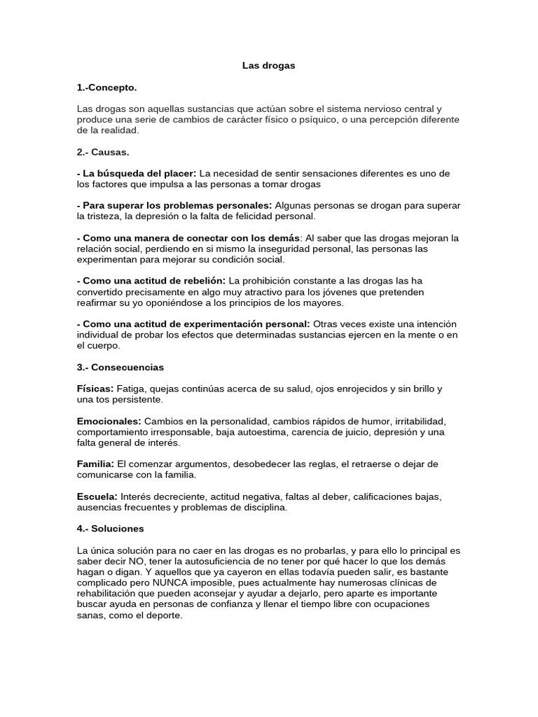 Comprender las Drogas y sus Efectos | PDF