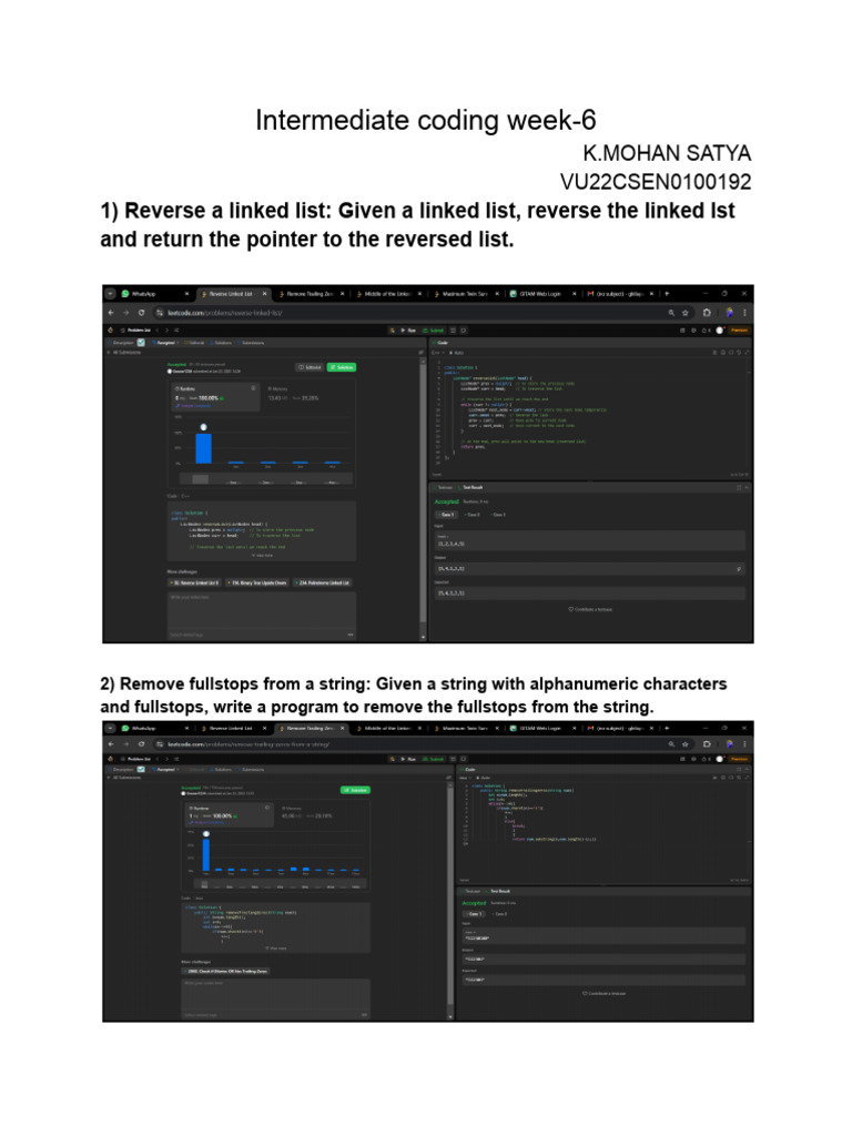 Intermediate Coding Week 6 Tasks | PDF