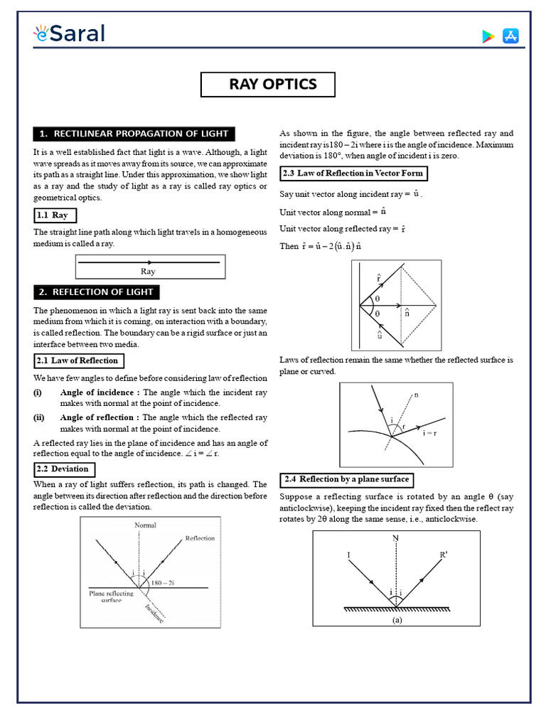 Ray Optics and Optical Instruments. | PDF | Mirror | Reflection (Physics)