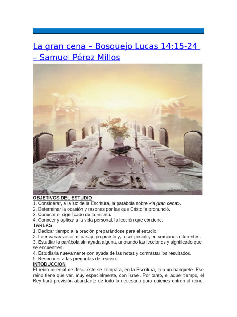 La Gran Cena | PDF | Jesús | Teología