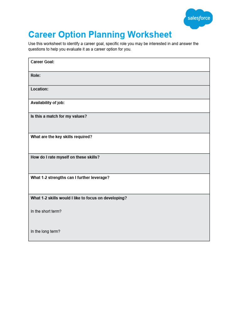 Career Goal Planning Worksheet | PDF