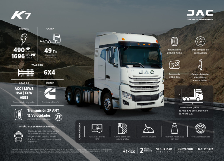 JAC K7 ONE PAGE | PDF | Motores | Estilos de carrocería