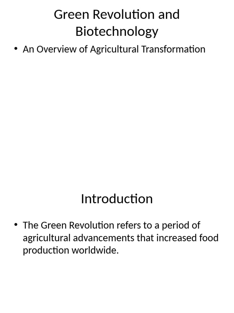 Green Revolution and Biotechnology Overview | PDF