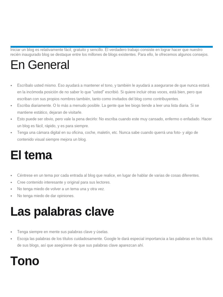 Consejos para Escribir Un Buen Blog | PDF | Blog