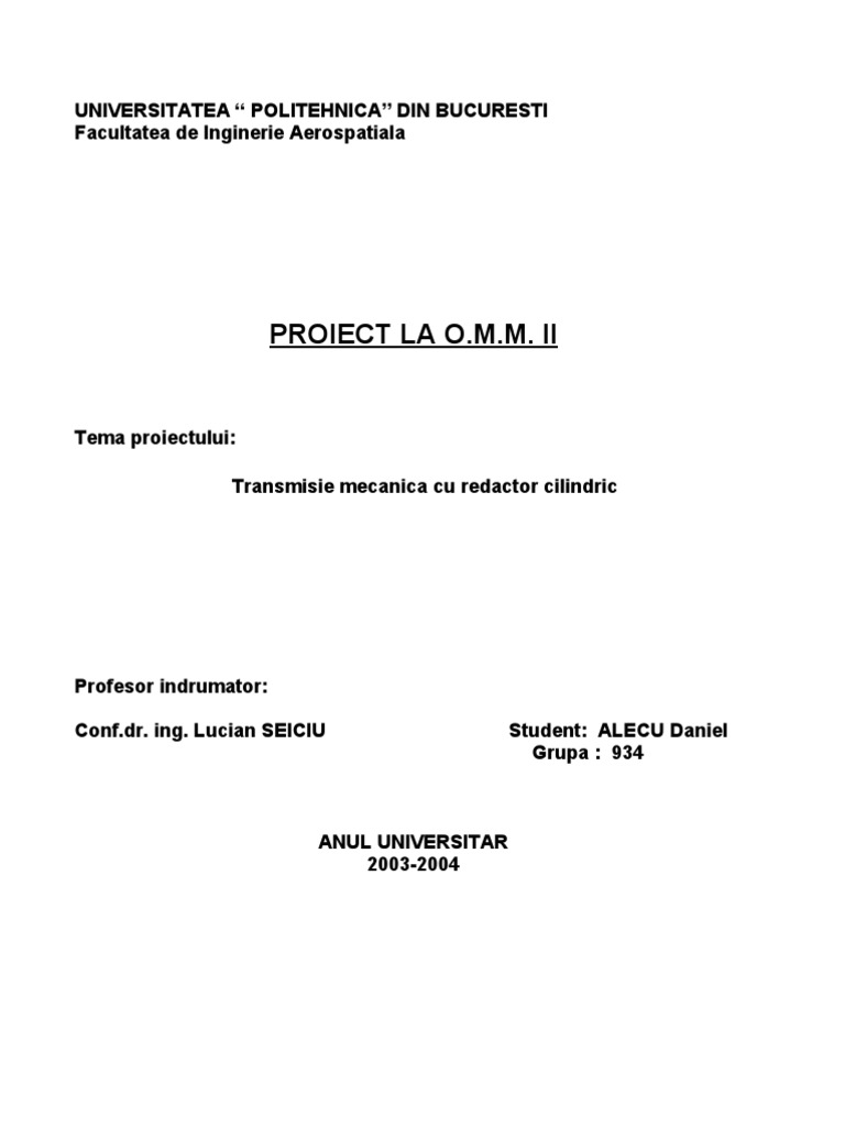 PROIECT-reductor Cilindric | PDF