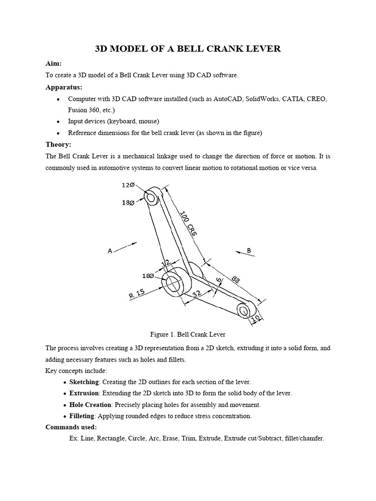 3D Bell Crank Lever CAD Modeling Guide | PDF | 3 D Computer Graphics ...