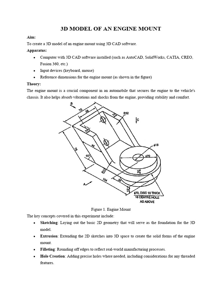 c23 a410 Cad Lab Ii_expt 7_engine Mount | PDF | 3 D Computer Graphics | Computer Aided Design