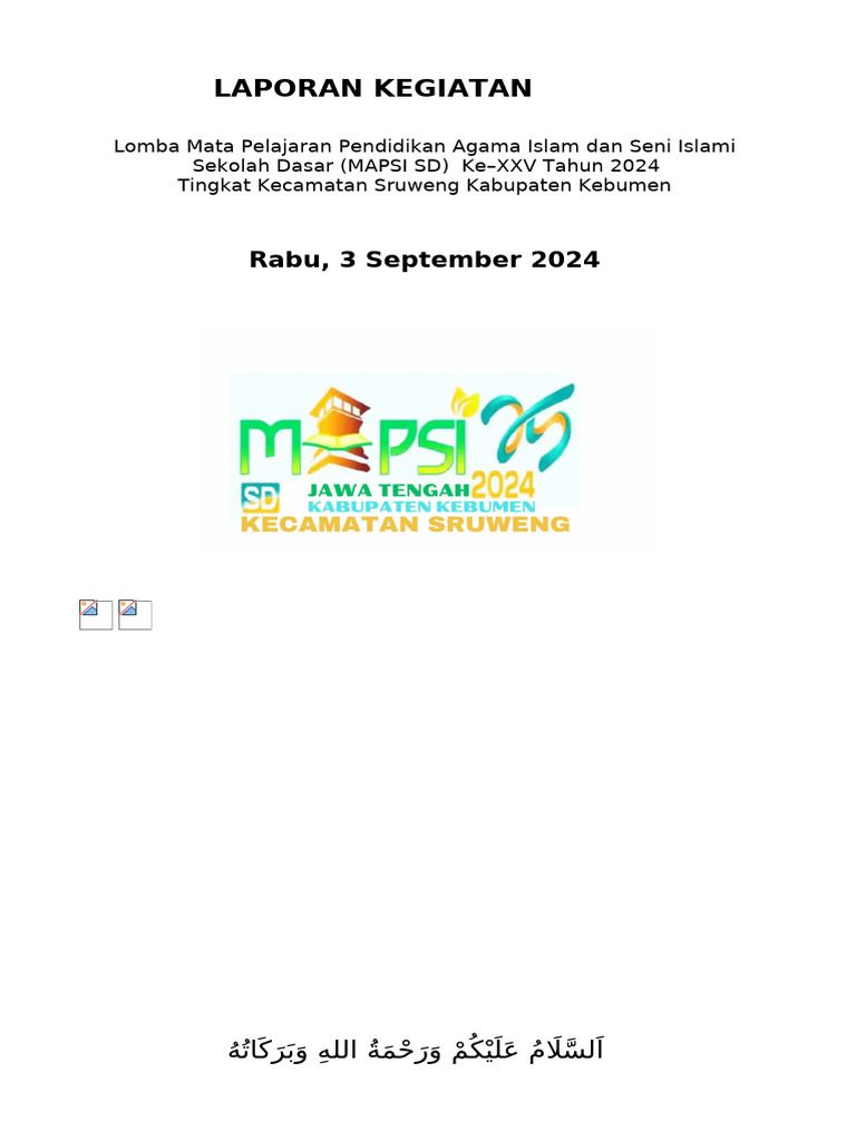 Laporan Lomba MAPSI SD 2024 Sruweng | PDF