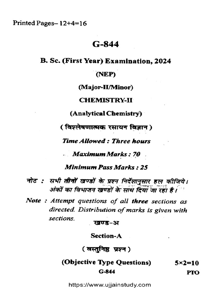 Bsc 1 Year Chemistry 2 Analytical Chemistry g 844 2024 | PDF Bsc 1 Year Chemistry 2 Analytical Chemistry g 844 2024 | PDF