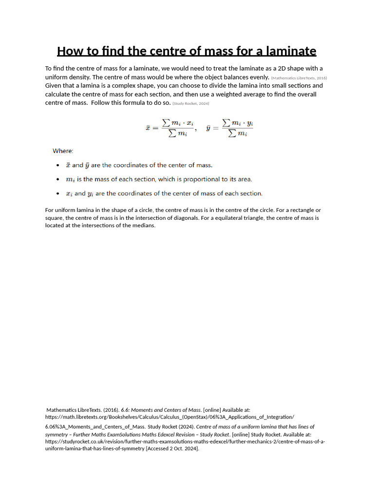 Finding Center of Mass in Lamina | PDF