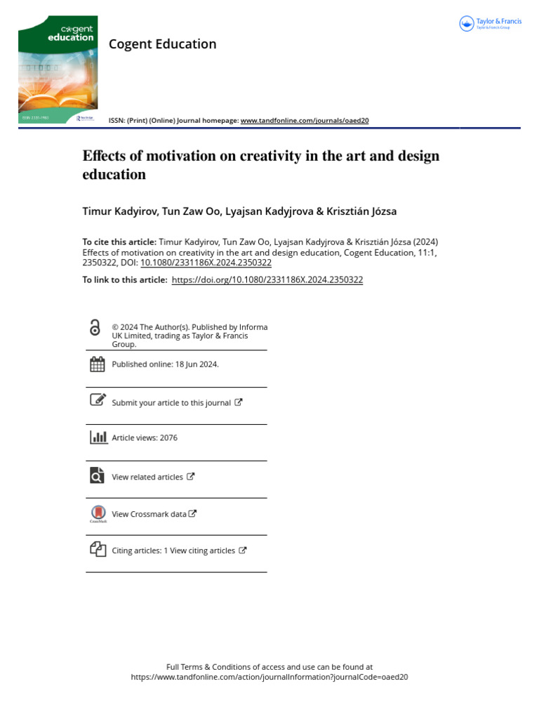 Motivation's Impact on Art Creativity | PDF | Creativity | Motivation