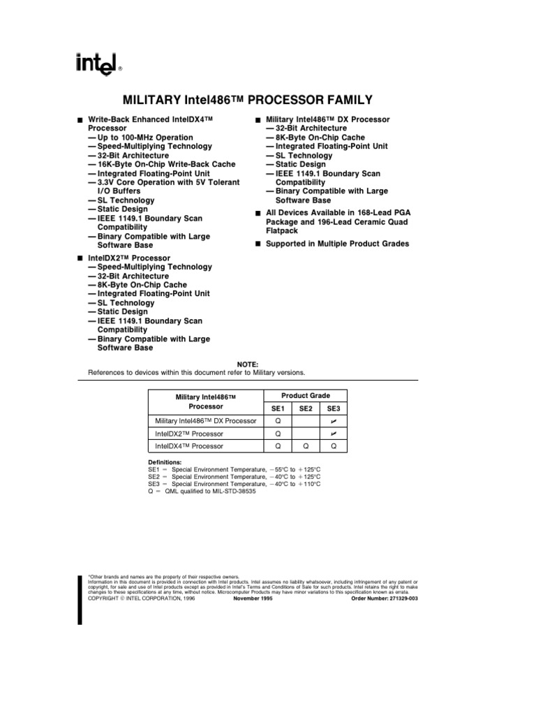 Military Intel486 Processor Overview | PDF | Cpu Cache | Central ...