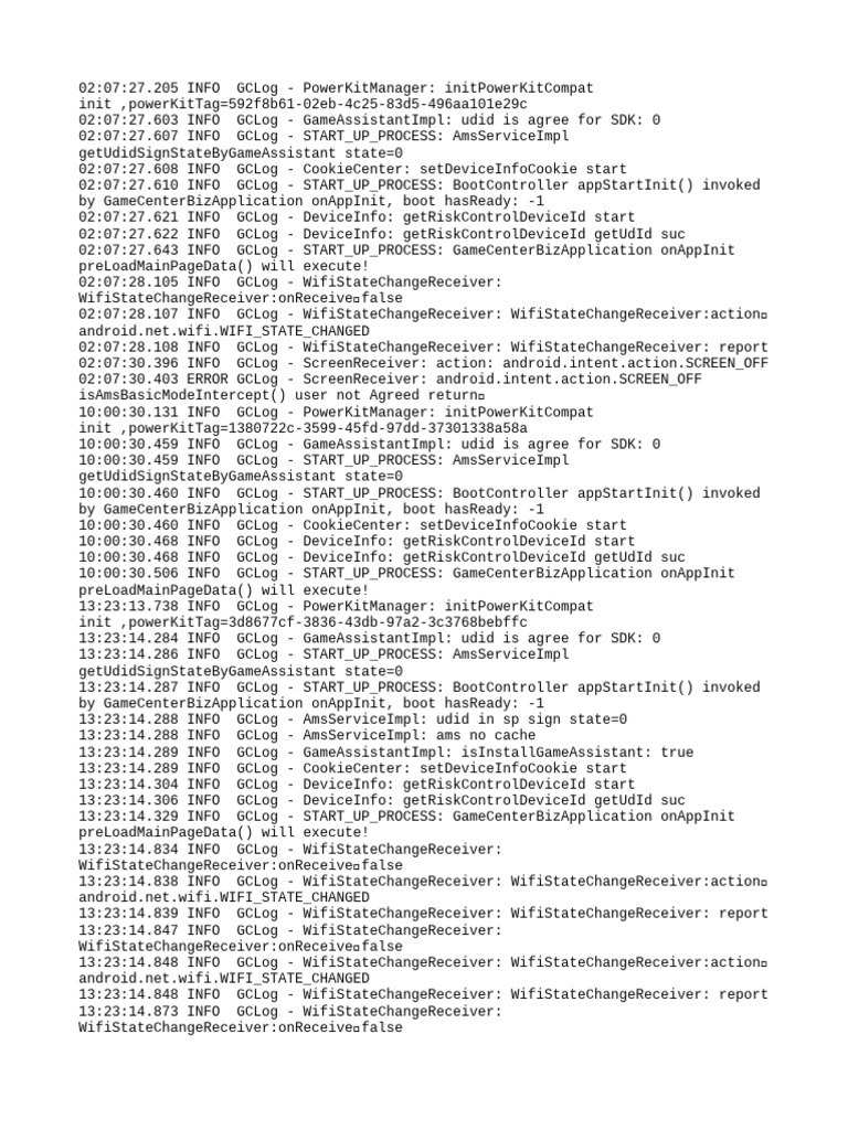 GameCenter Startup and Device Logs | PDF