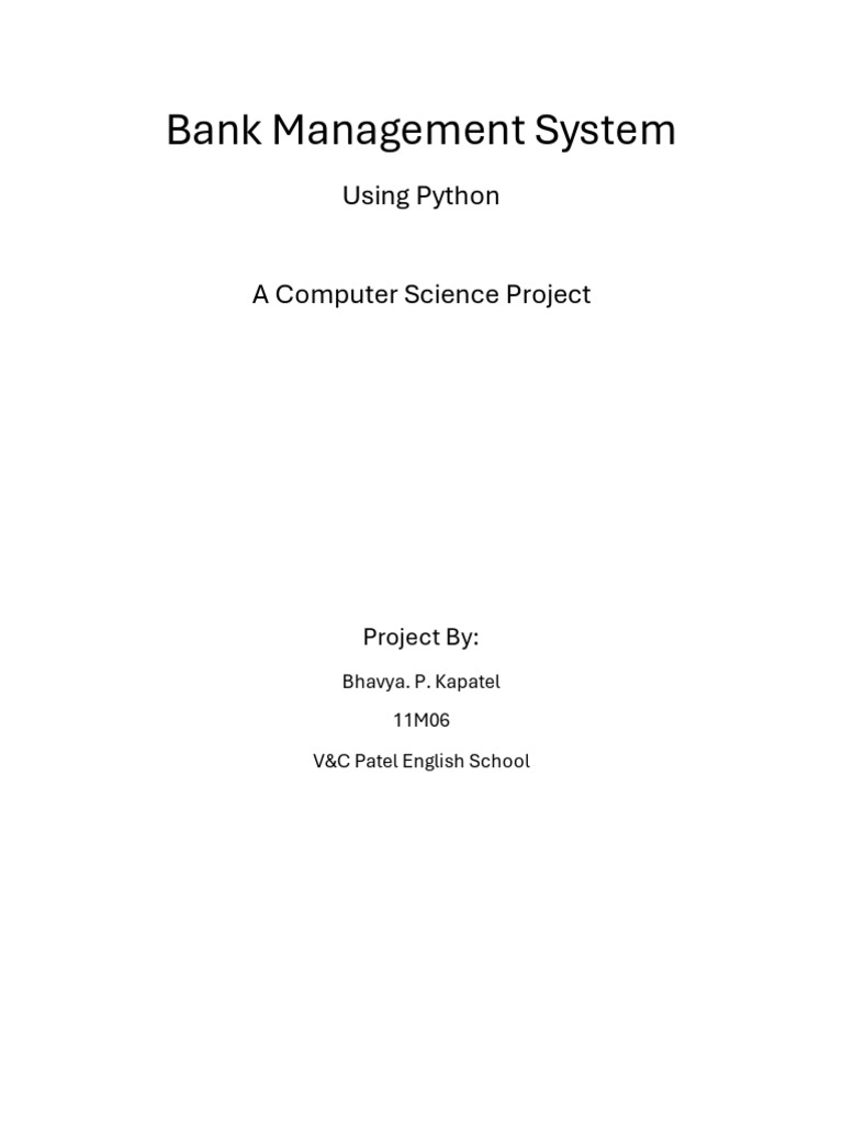 Project File Bank Management System | PDF | User (Computing) | Database ...