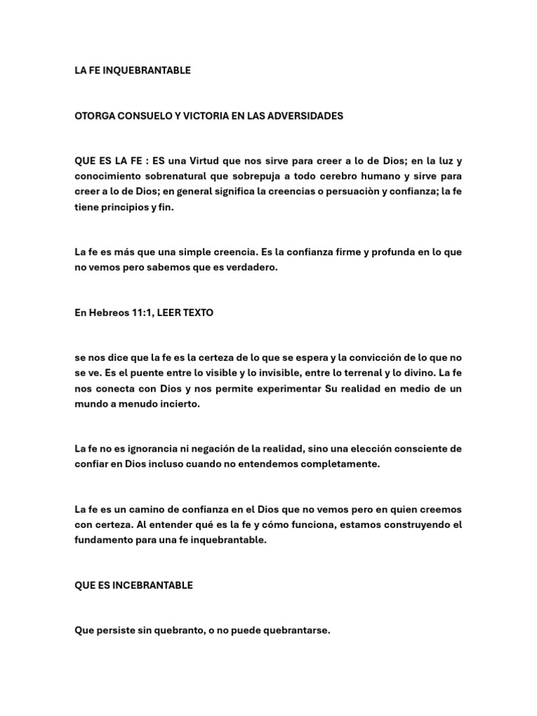 La Fe Inquebrantable: Consuelo y Victoria | PDF | Fe | Cristo (título)